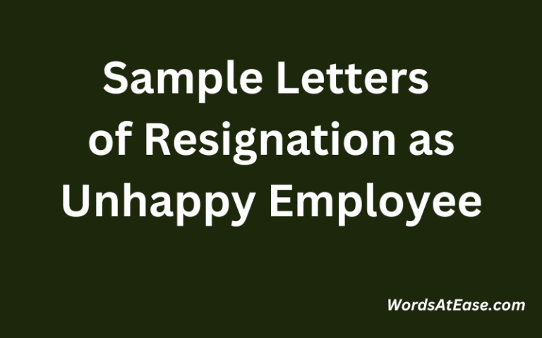 15 Sample Letters of Resignation as Unhappy Employee - Words at Ease