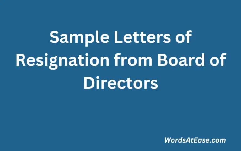 15 Sample Letters of Resignation from Board of Directors - Words at Ease