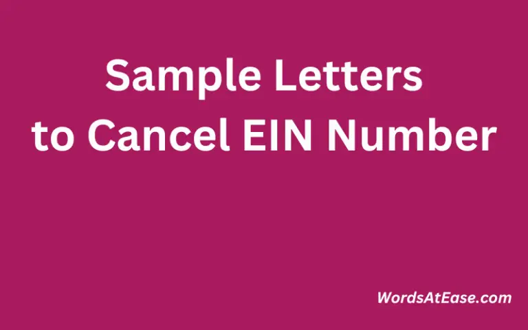 15 Sample Letters to Cancel EIN Number - Words at Ease