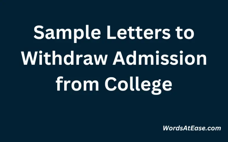 15 Sample Letters to Withdraw Admission from College - Words at Ease