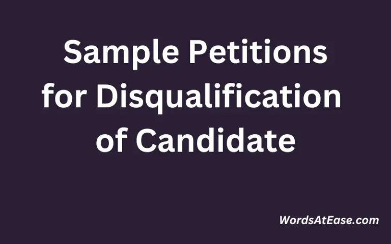 15 Sample Petitions for Disqualification of Candidate - Words at Ease