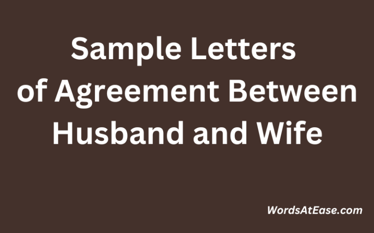 15 Sample Letters of Agreement Between Husband and Wife - Words at Ease