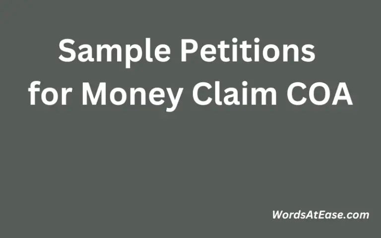 15 Sample Petitions for Money Claim COA - Words at Ease